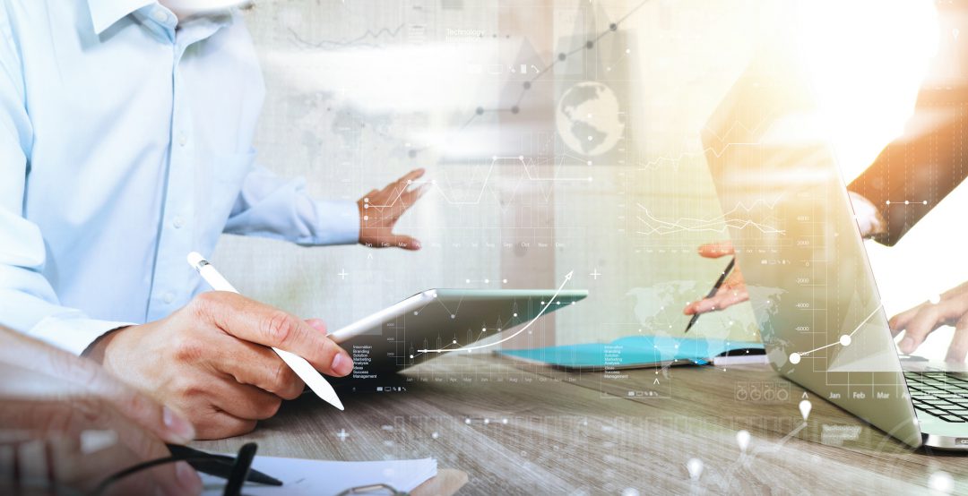 Businessman making presentation with his colleagues and business ...